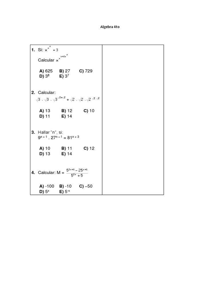 Algebra Problem Set Solutions | PDF