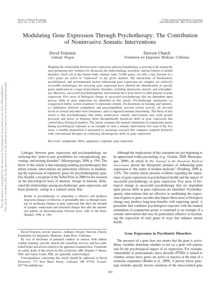 Feinstein 2010 | PDF | Gene Expression | Epigenetics