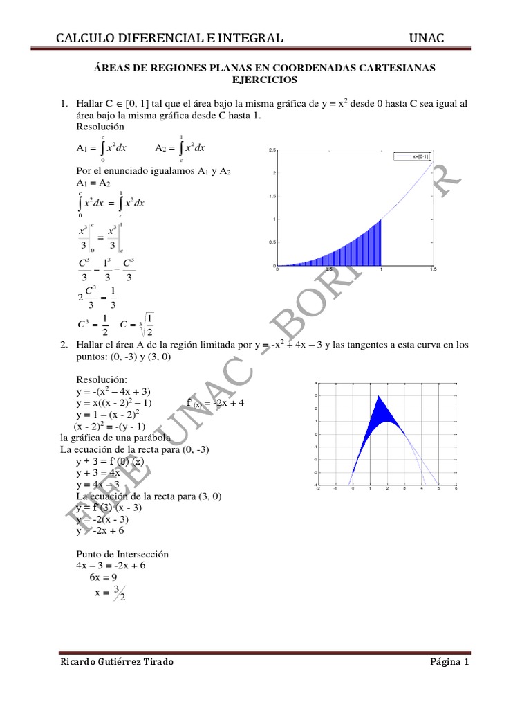 Areas en Coordenadas Cartesianas... Ordenados 2 | PDF | Integral ...