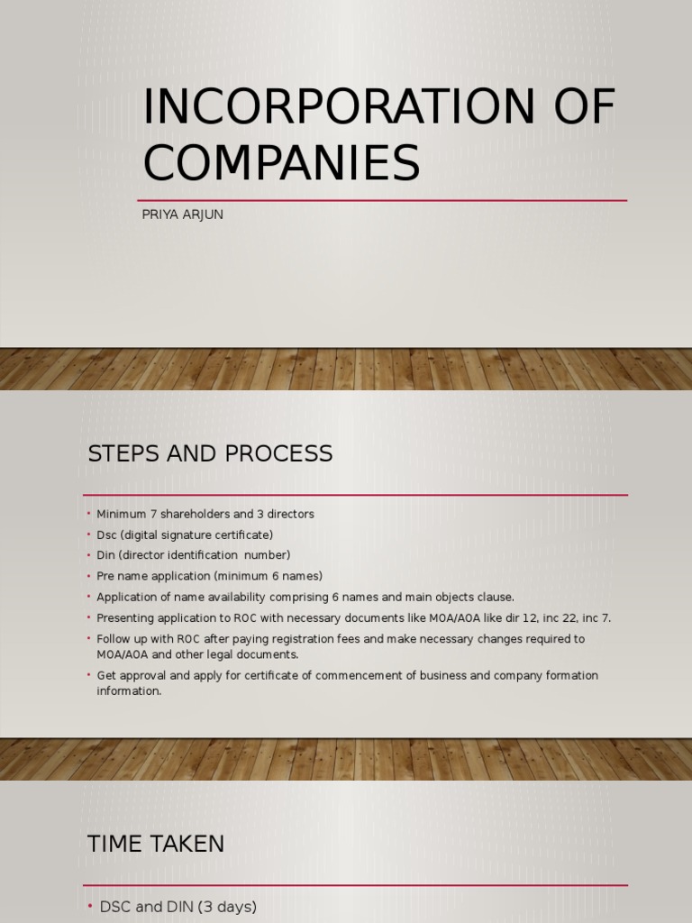 Steps for Company Incorporation Process | PDF | Articles Of Association ...