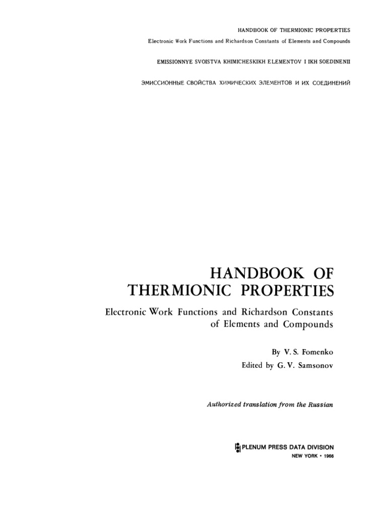 Handbook of Thermionic Properties | PDF | Electron | Cathode