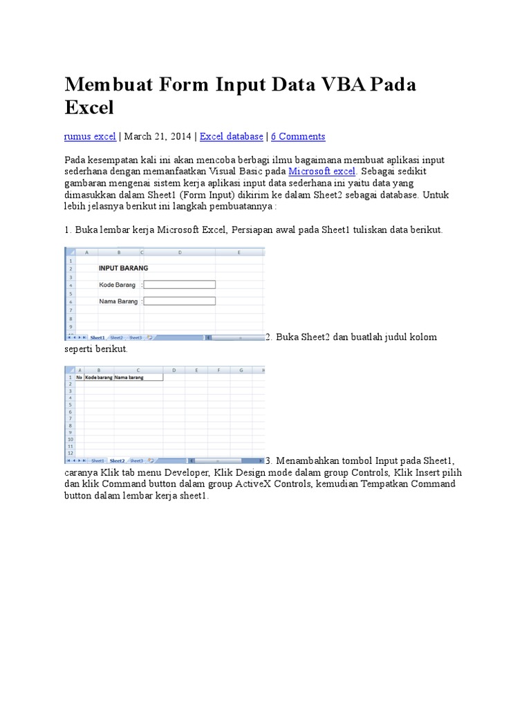 Membuat Form Input Data VBA Pada Excel | PDF