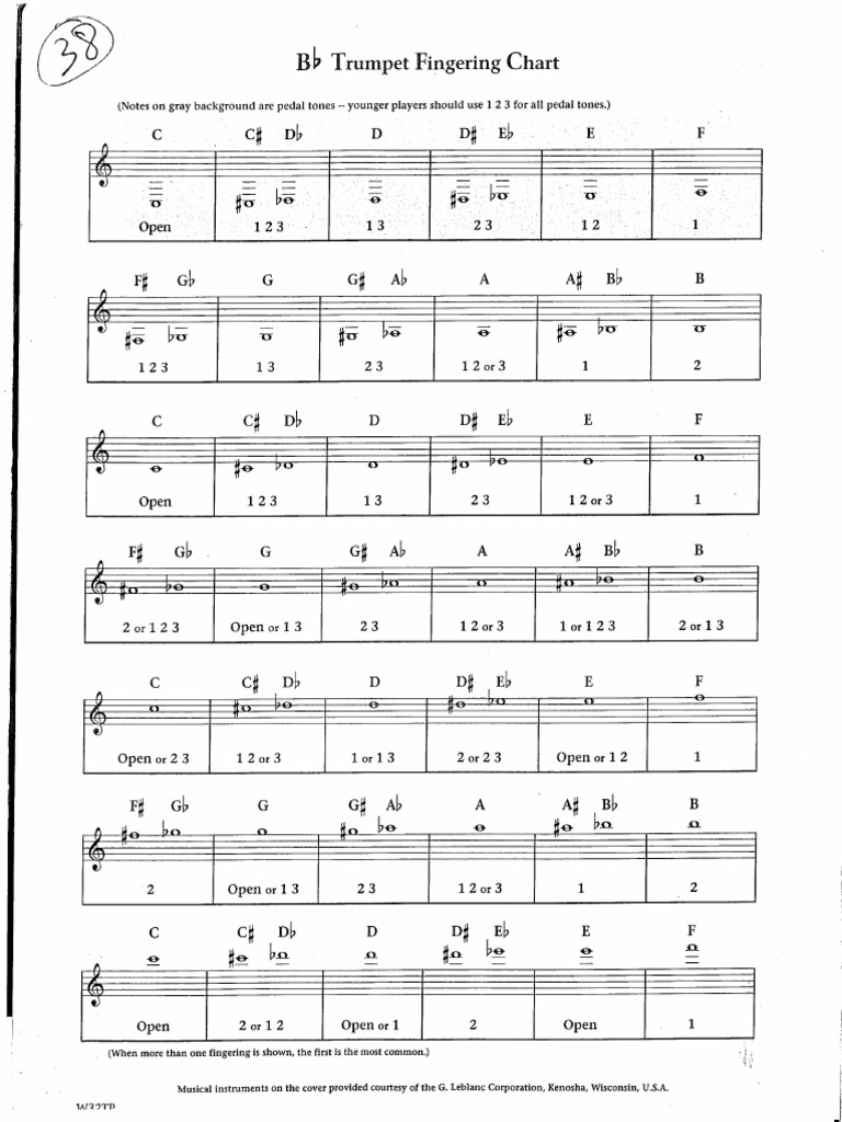 Trumpet Fingering Chart | PDF