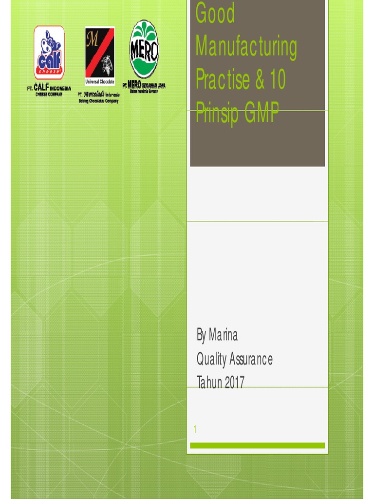 Sepuluh Prinsip GMP 2 - GMP TRAINING 2017 by MARINA | PDF