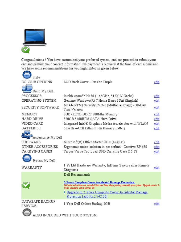 Dell Configuration | PDF | Dell | Laptop
