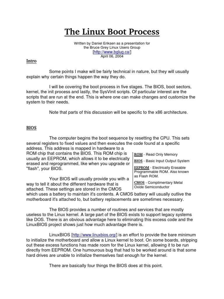 Linux Boot Process | PDF | Booting | Bios