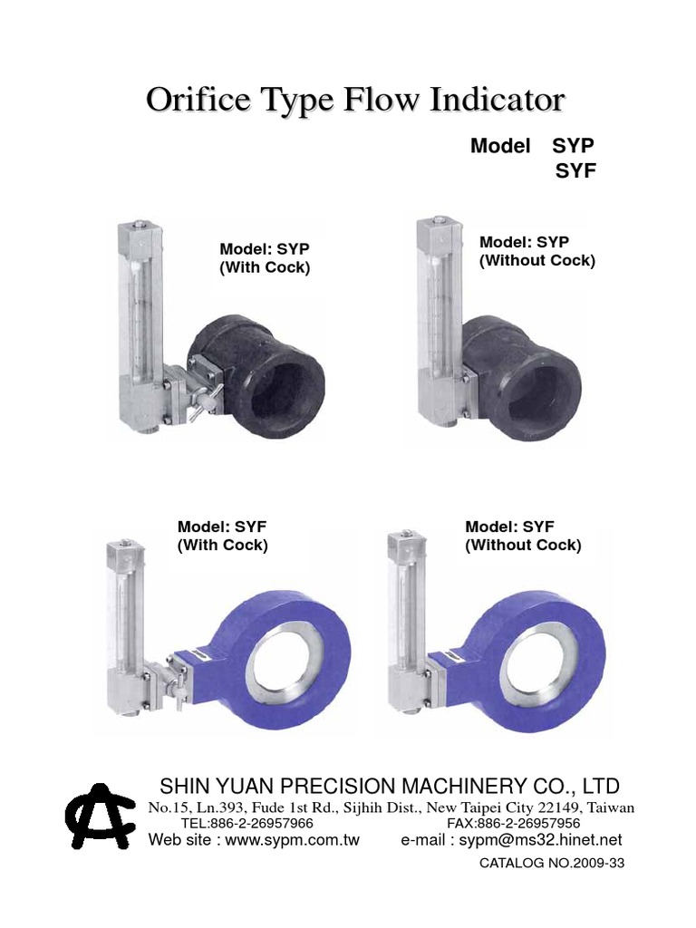 Orifice Type Flow Indicator SYP | Mechanical Engineering | Chemical ...