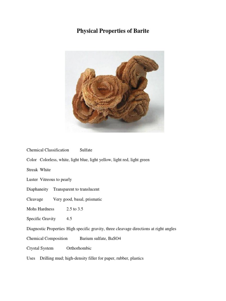 Barite: Physical and Chemical Properties | PDF