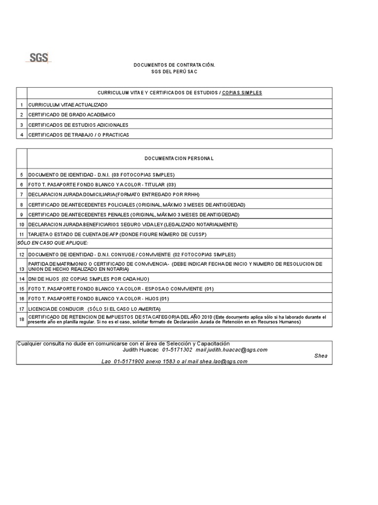 Documentos de Contratación | PDF