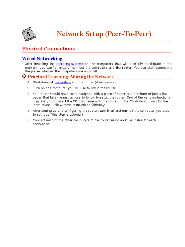 Network Setup (Peer To Peer) | PDF | Floppy Disk | Digital Technology