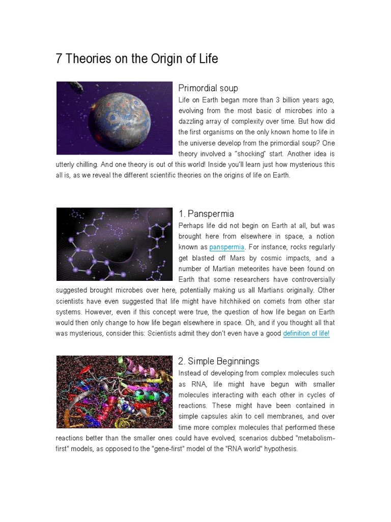 7 Theories On The Origin of Life | PDF | Abiogenesis | Life