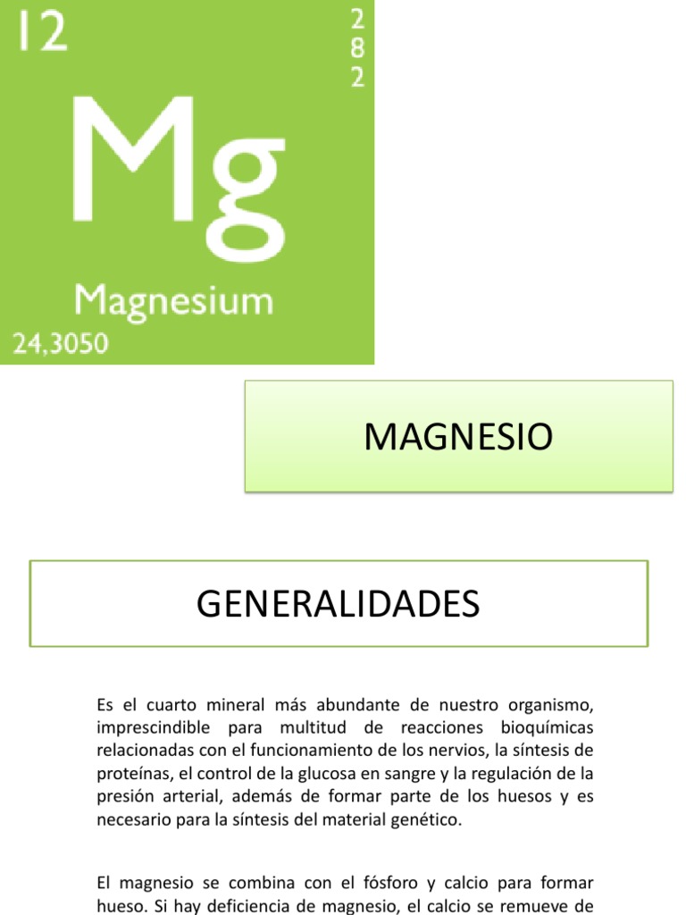 Beneficios y funciones del magnesio | PDF | Magnesio | Electrólito