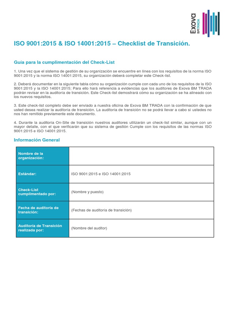 Check List Iso 9001-2015 | Planificación | Organización internacional ...