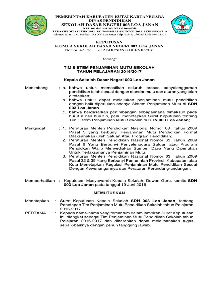 Contoh SK Tim PMP | PDF