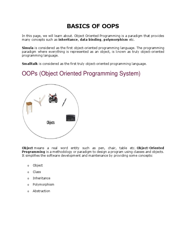 Uploadbasics of Oops | PDF | Object Oriented Programming | Object ...