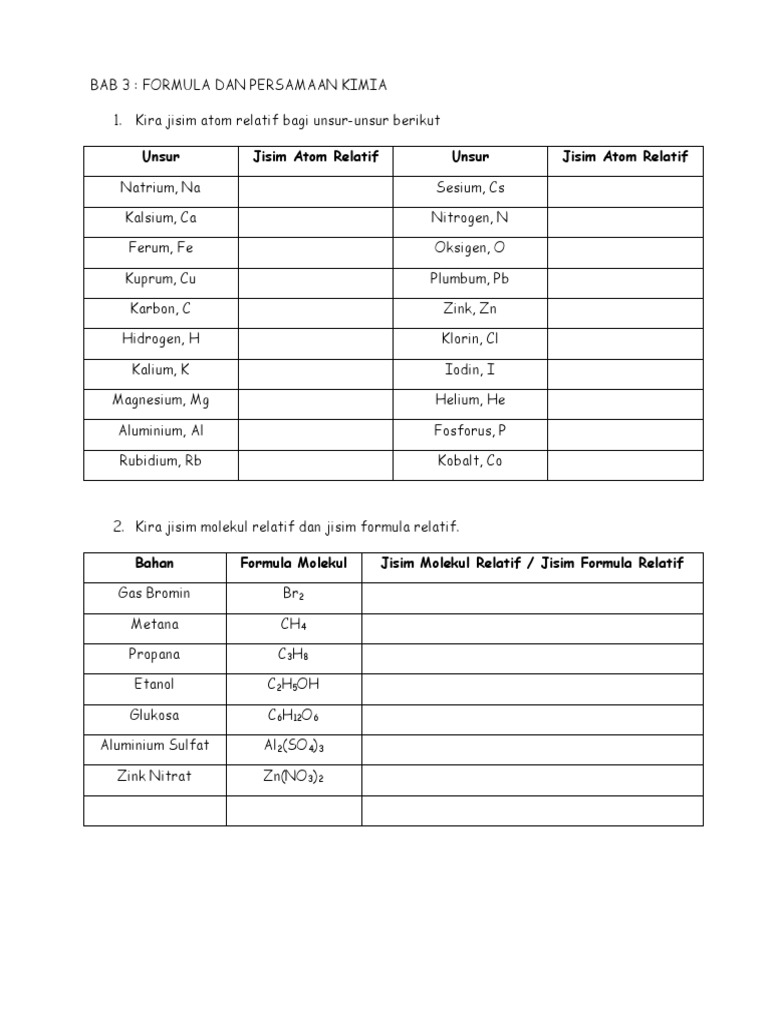 Latihan Bab 3 Kimia f4 | PDF