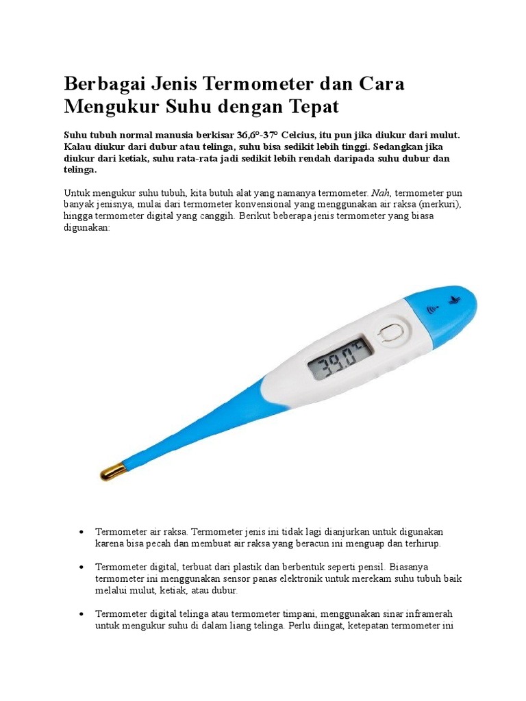 Berbagai Jenis Termometer Dan Cara Mengukur Suhu Dengan Tepat | PDF Berbagai Jenis Termometer Dan Cara Mengukur Suhu Dengan Tepat | PDF