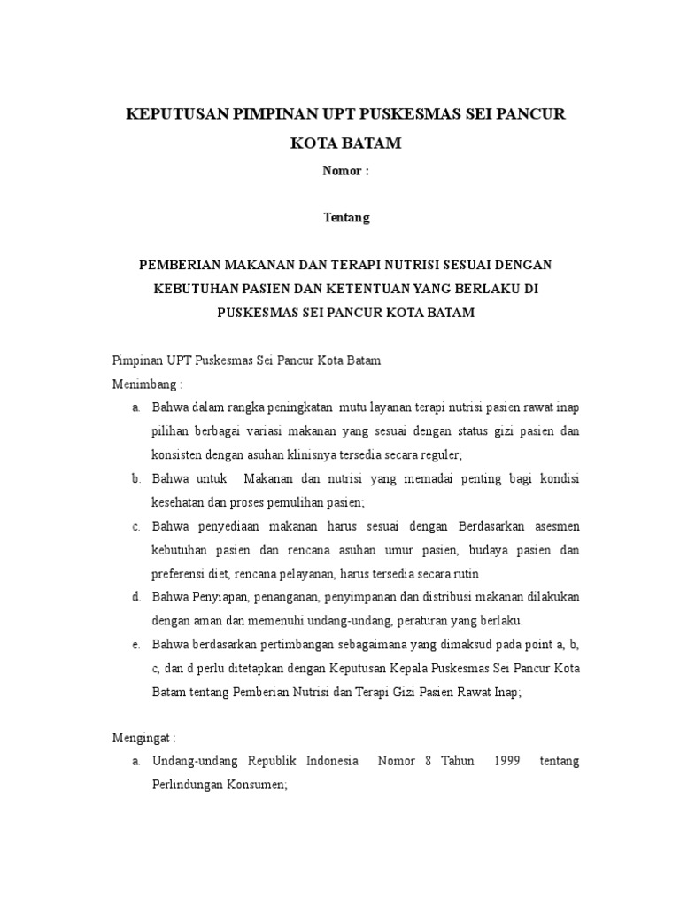 Nutrisi dan Terapi Gizi Pasien Puskesmas Batam | PDF | Kesehatan ...