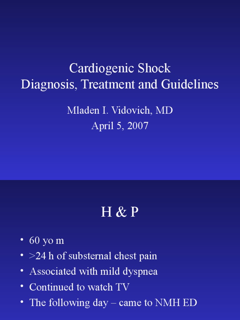 Cardiogenic Shock Diagnosis, Treatment and Guidelines: Mladen I ...