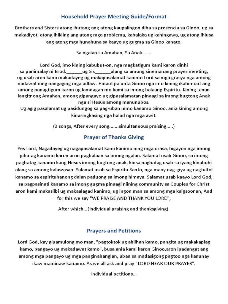 CFC Household Prayer Meeting Guide