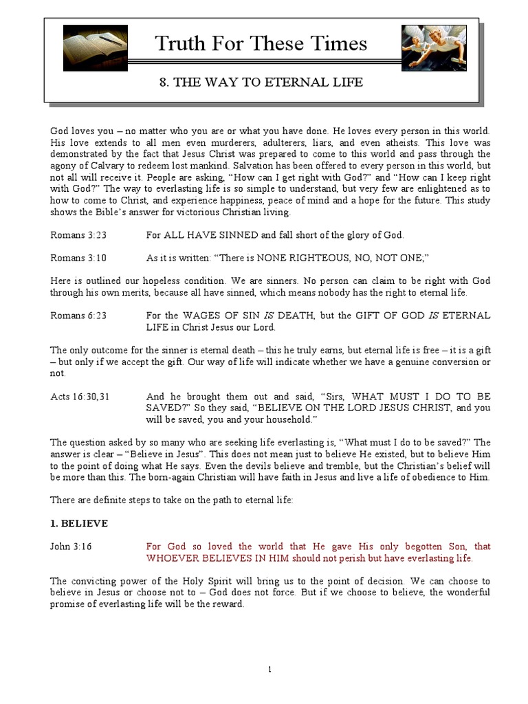 The Way To Eternal Life | PDF | Eternal Life (Christianity) | Repentance