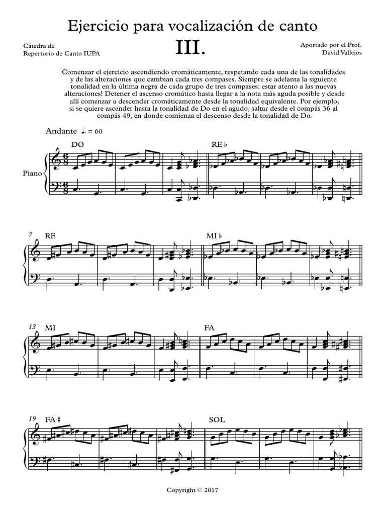 Ejercicio Para Vocalización De Canto 3 Pdf Las Artes Escénicas