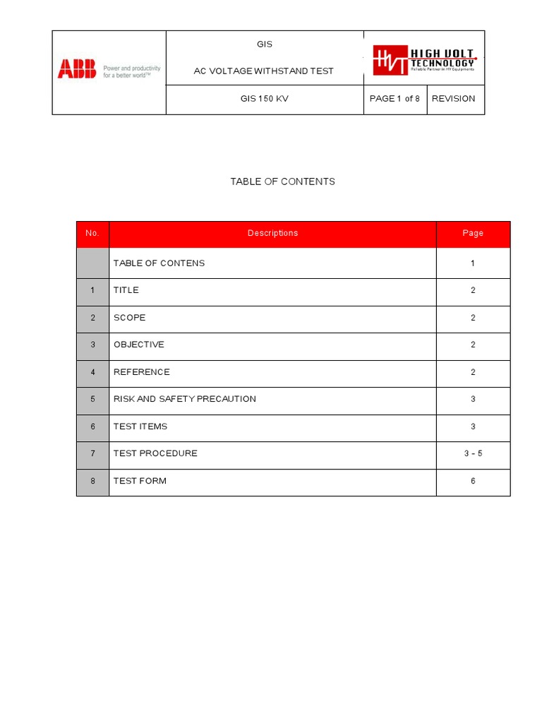 GIS Test Procedure | PDF | Electrical Substation | Transformer