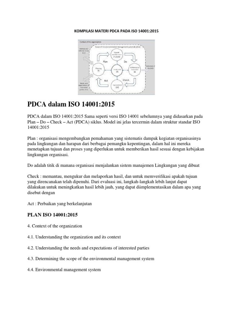 Kompilasi Materi Pdca Pada Iso 14001 | PDF | Akuntabilitas | Kepemimpinan
