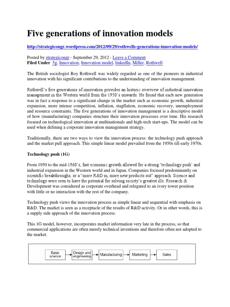 Five generations of innovation models | Innovation | Business Process