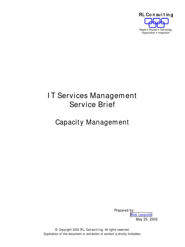 ITSM Capacity MGMT Service Brief | PDF | It Service Management | Itil