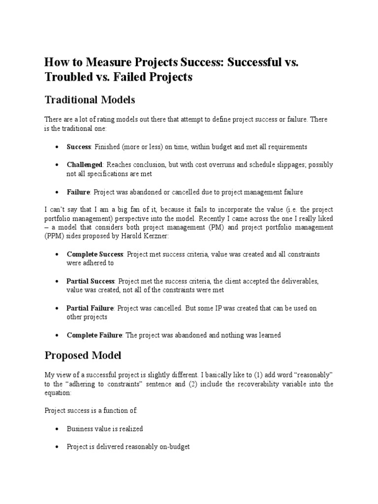 How to Measure Projects Success.docx | Project Management | Business