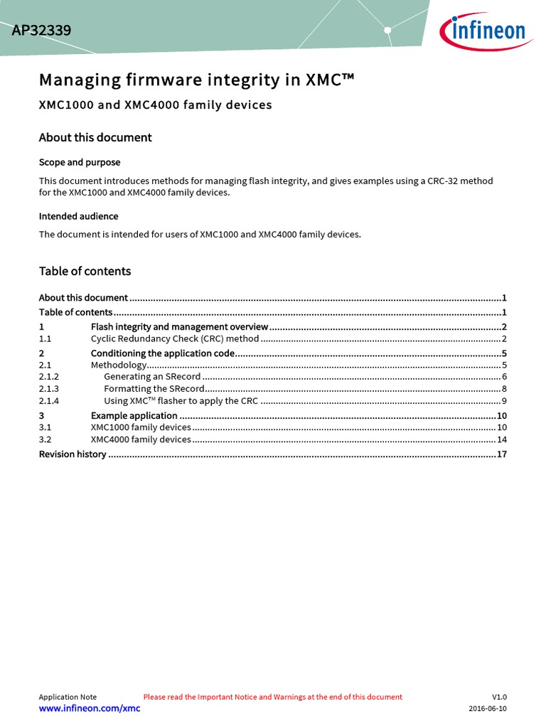 Infineon-AP32339 Managing Firmware Integrity XMC-An-V01 00-En | PDF | Computer Engineering ...
