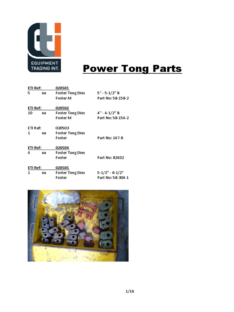 Power Tong Parts
