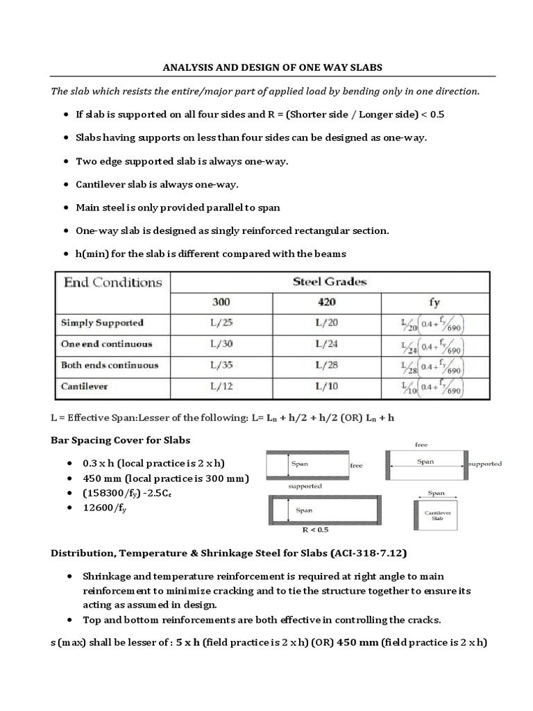 One-Way Slab Design and Analysis Guide | PDF | Bending | Beam (Structure)