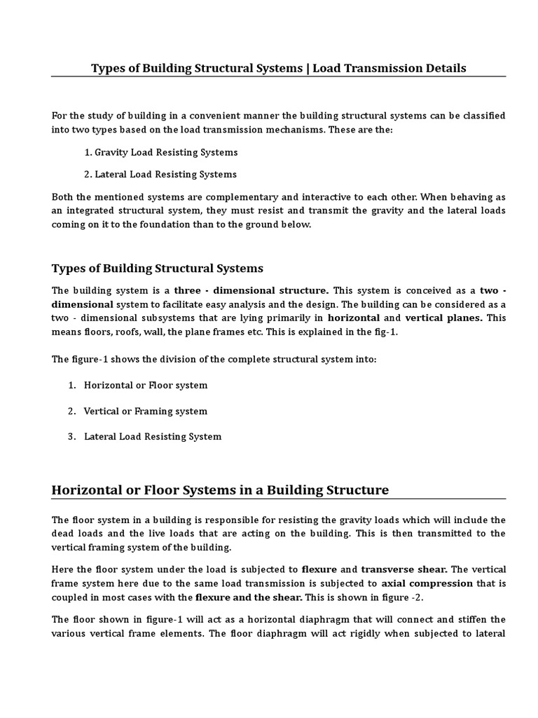 Types of Building Structural Systems | PDF | Beam (Structure) | Column