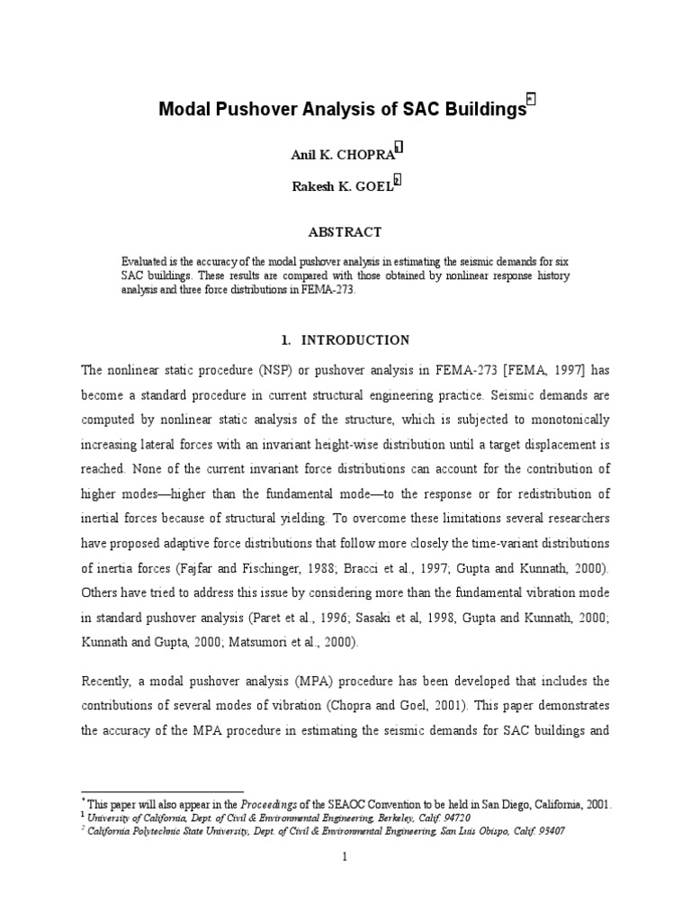 Modal Pushover Ananlysis of SAC Buildings PDF | PDF | Mechanical Engineering | Physics