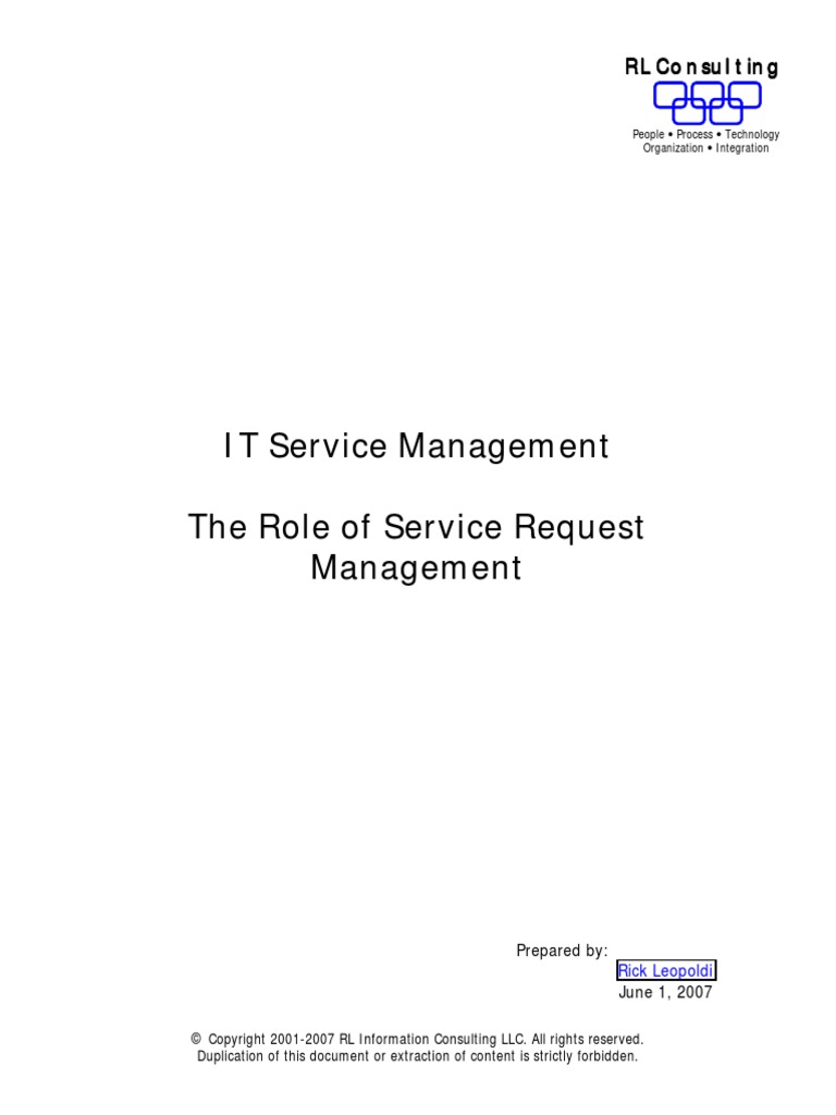 ITSM Service Request Management | PDF | Business Process | Itil