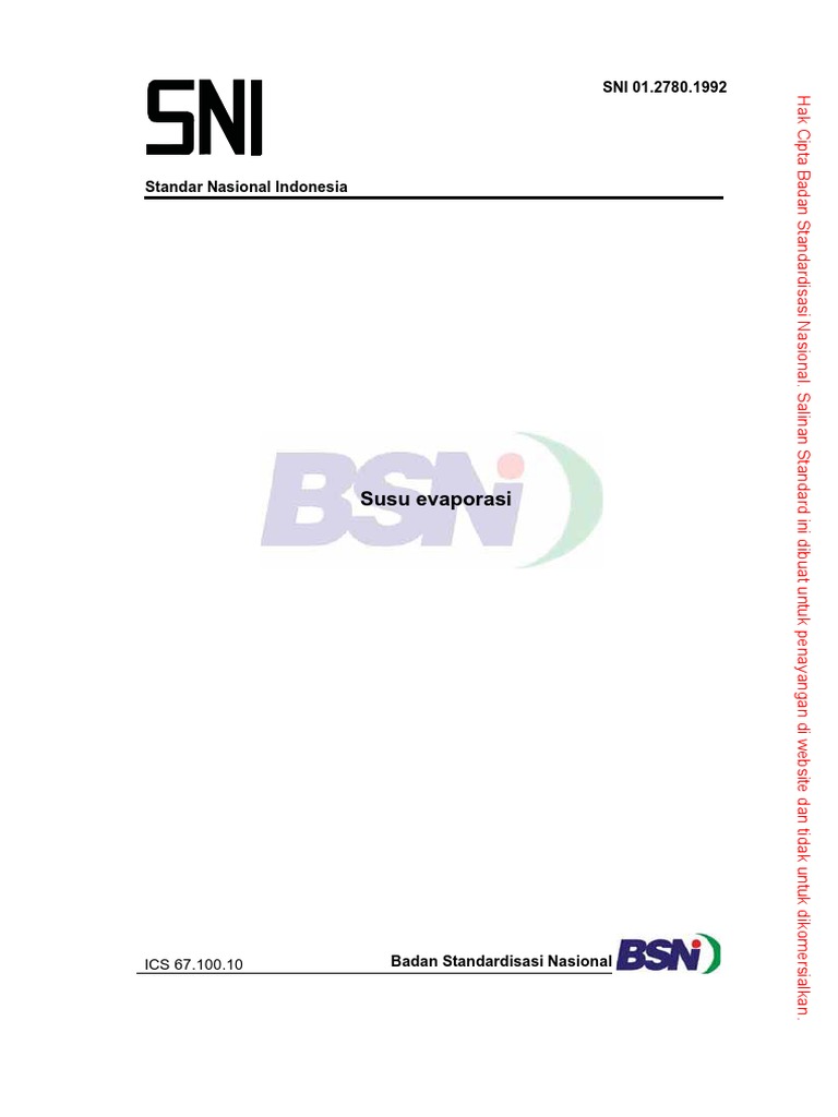 SNI 01-2780-1992 Susu Evaporasi PDF | PDF