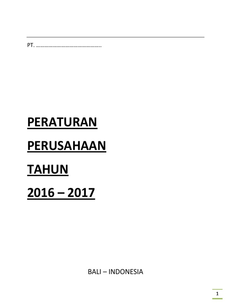 Peraturan Perusahaan | PDF