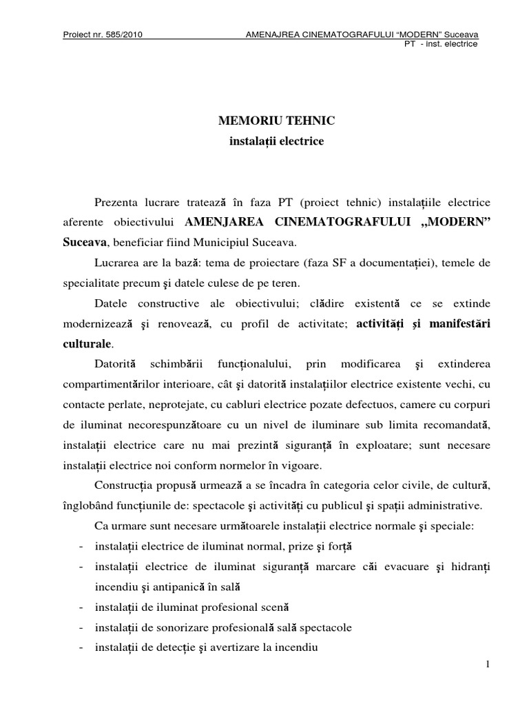 03 Memoriu Tehnic PDF | PDF