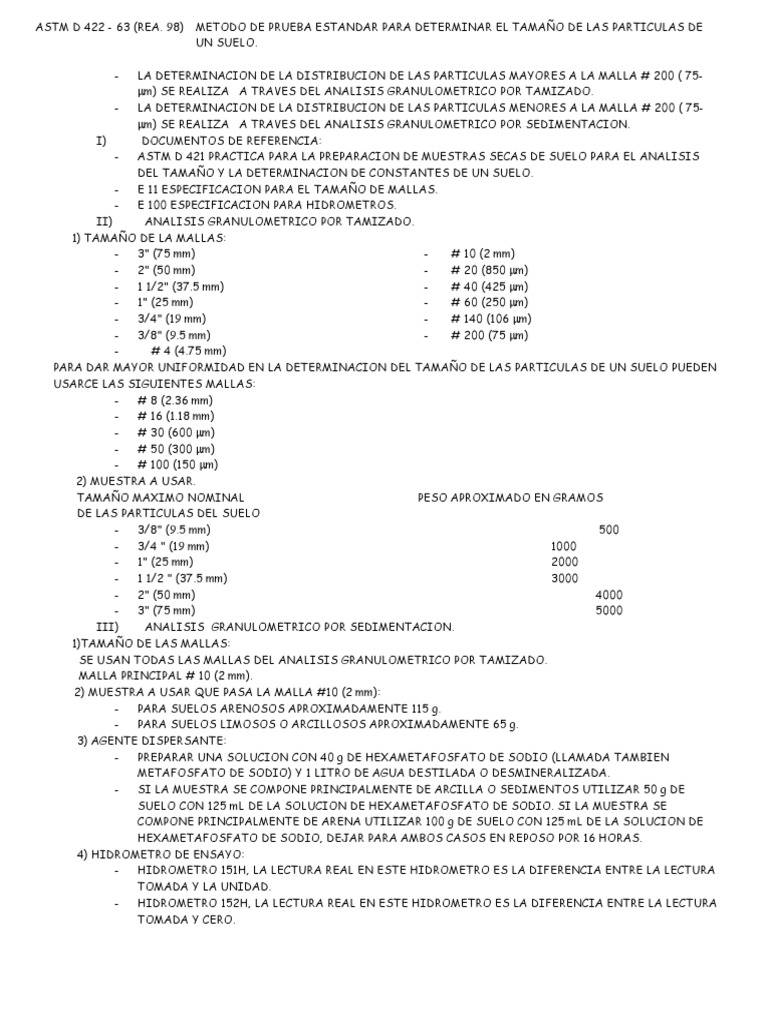 ASTM D422 Granulometría | PDF