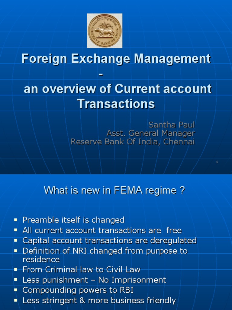 Foreign Exchange Management - An Overview of Current Account ...