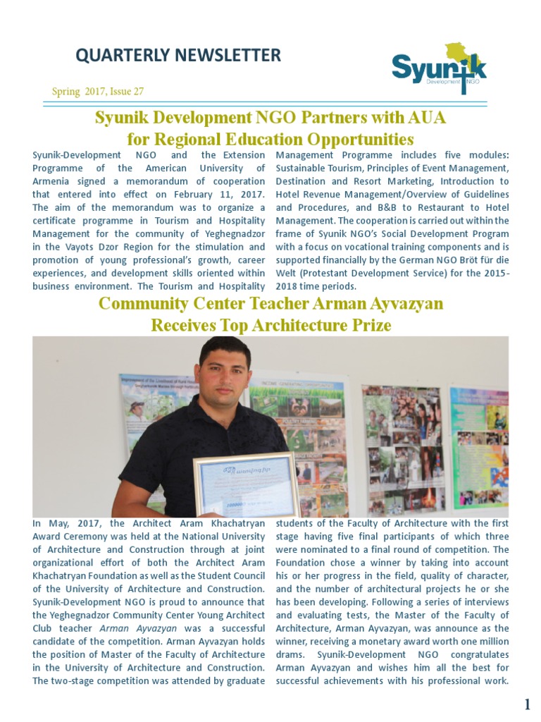Syunik NGO Newsletter Issue 27 | PDF | Armenia | Horticulture