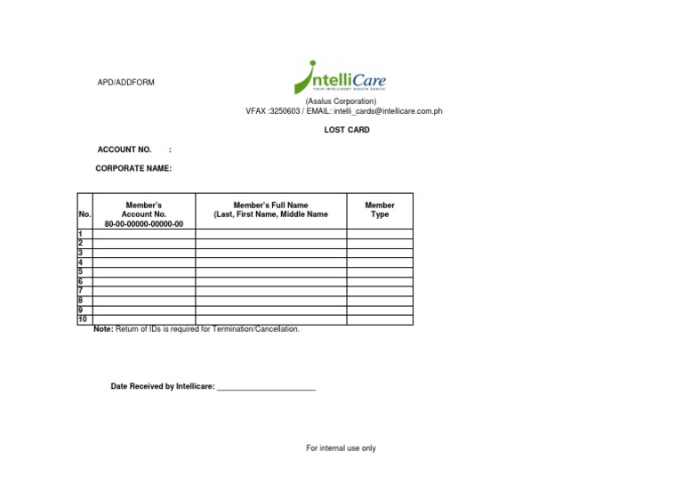 Lost Card Form | PDF