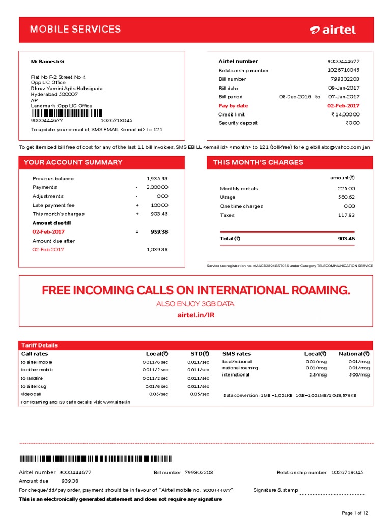 Document | Invoice | Telecommunications