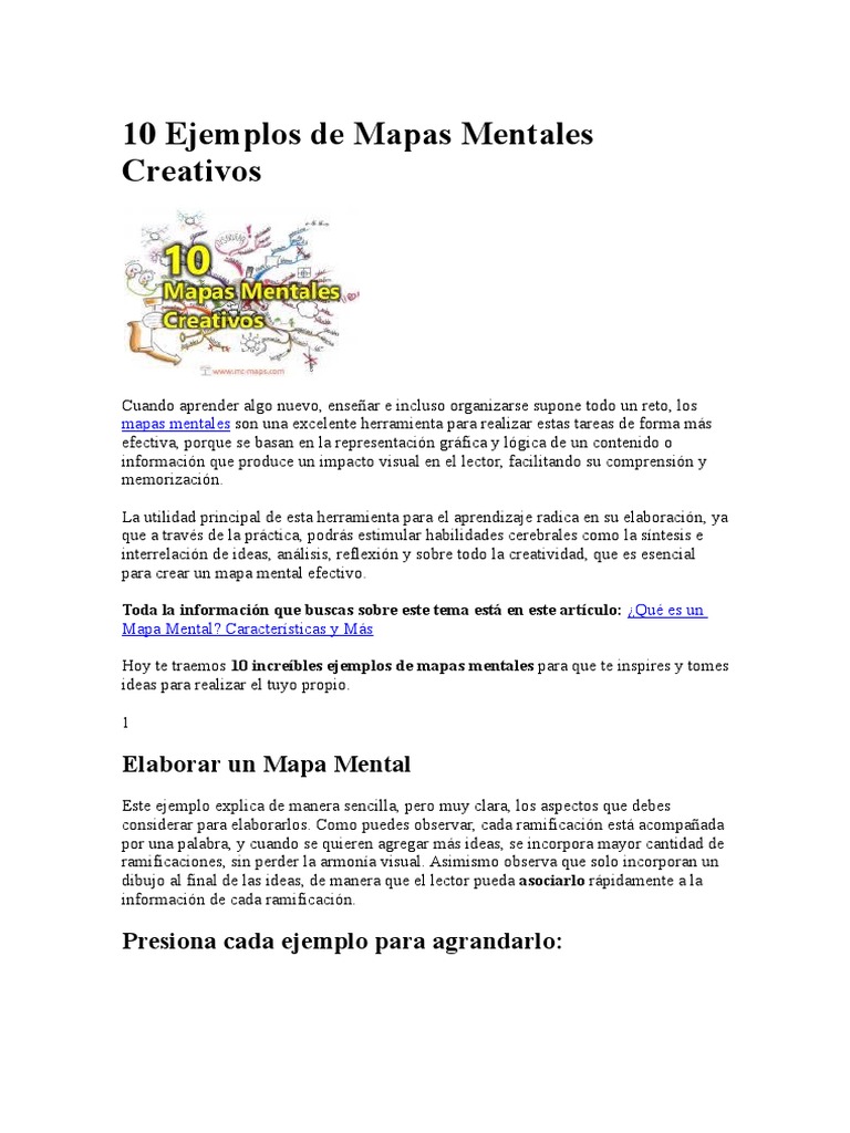 10 Ejemplos de Mapas Mentales Creativos | PDF | Creatividad | Mapa
