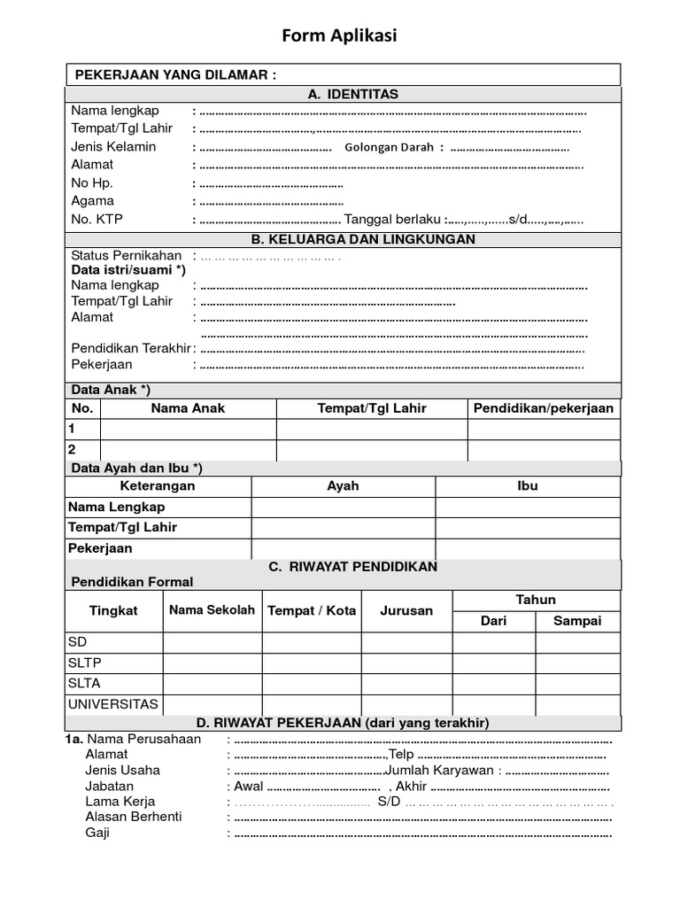 Form Aplikasi Pelamar | PDF