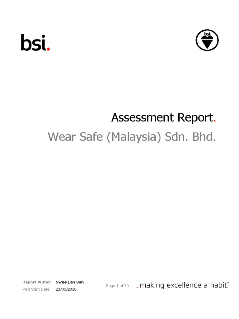 Wear Safe Assessment Report RAV 2016 | PDF | Internal Audit | Audit