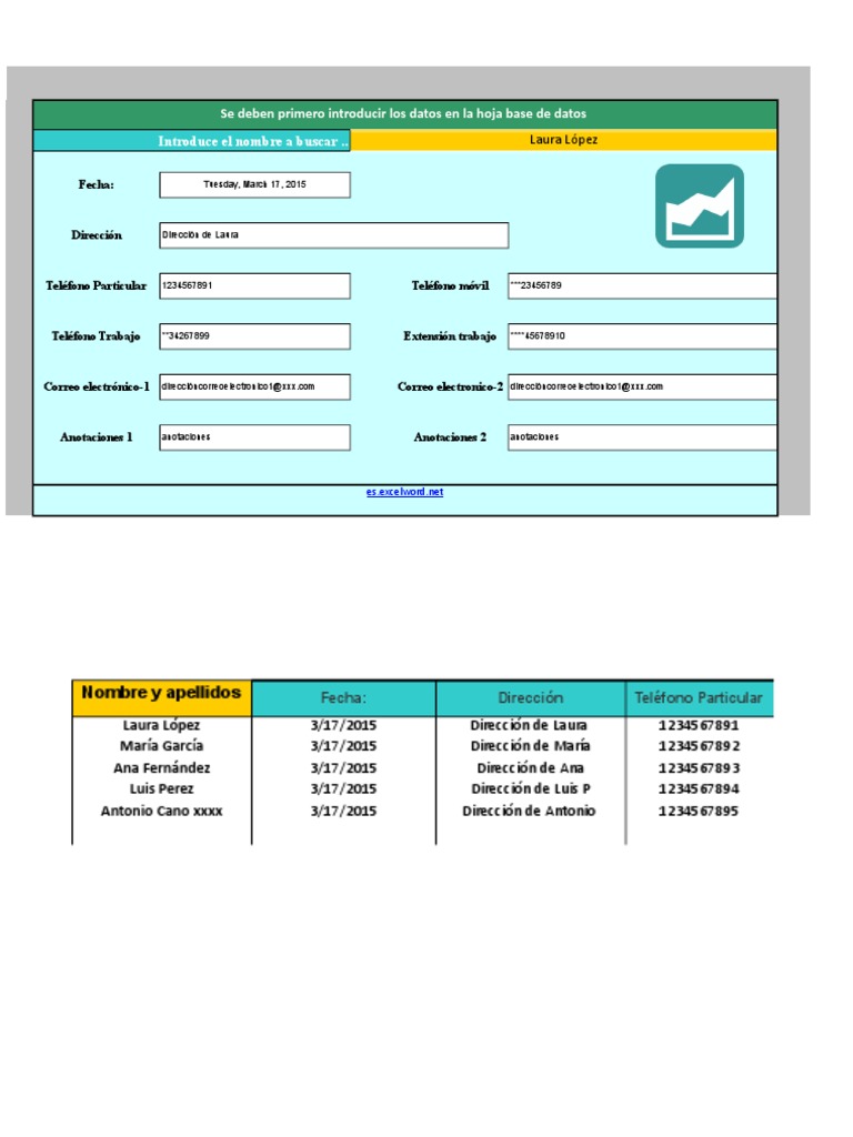 Plantilla de Agenda Telefonica para Excel | PDF