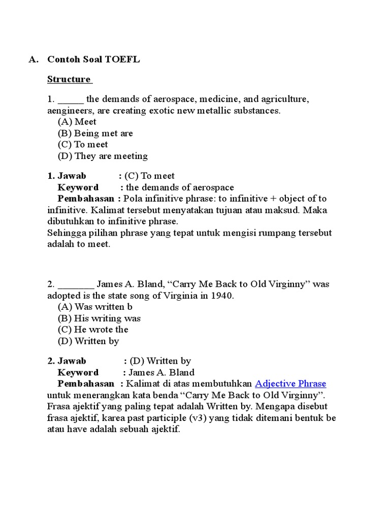 Contoh Soal TOEFL | PDF | Onomastics | Languages